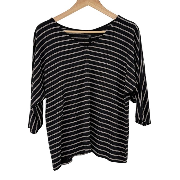 J. Jill | Tops | J Jill Wearver Collection Black Striped Vneck 34 ...